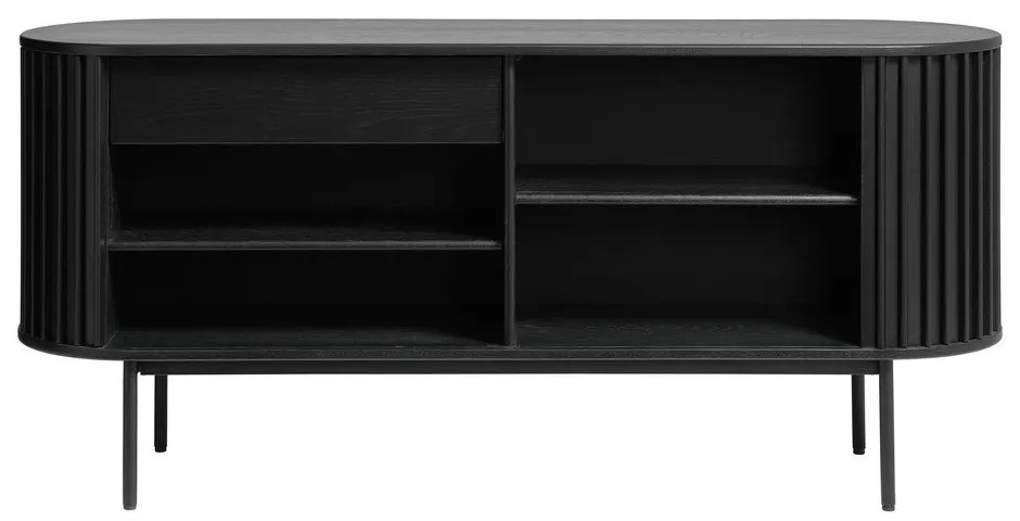 Černá nízká komoda v dekoru dubu s posuvnými dveřmi 73x160 cm Siena – Unique Furniture