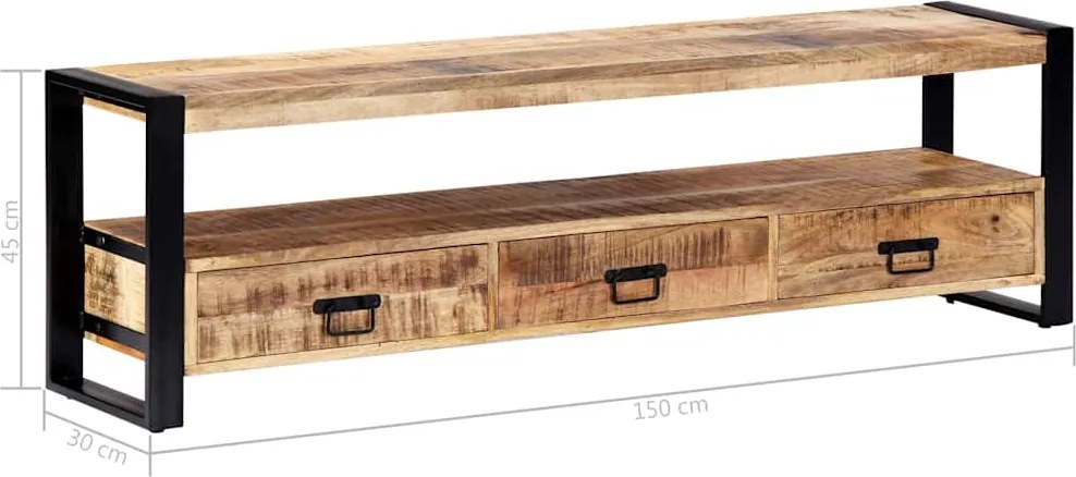 TV stolek 150 x 30 x 45 cm masivní mangovníkové dřevo 247906