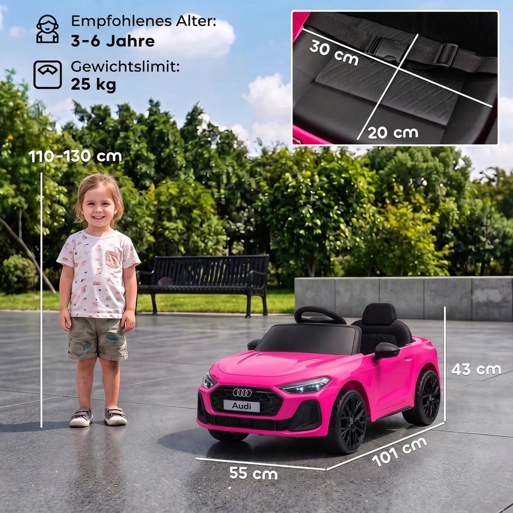 AIYAPLAY Dětské elektrické auto Audi A5L 12V dětské auto s 2,4 G dálkovým ovládáním, 2 motory, lithium baterie, měkký start, 4× pružení 370-511V90PK