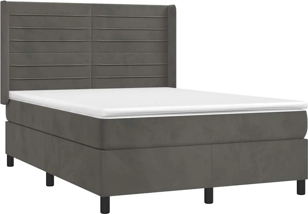 Box spring postel s matrací tmavě šedá 140x200 cm samet 3132742