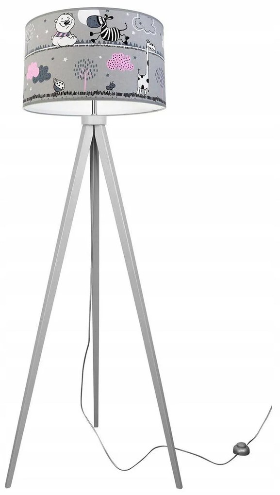 Dětská podlahová lampa LADYBIRD, 1x textilní stínítko se vzorem, (výběr ze 2 barev konstrukce)
