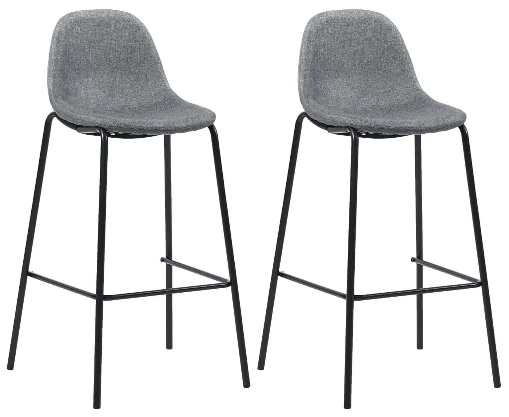 281523 vidaXL Barové stoličky 2 ks světle šedé textil