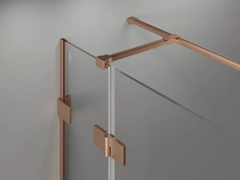 Mexen Lunar T, sklopný pravý sprchový kout 115 x 80 cm, 8mm čiré sklo, profil měděná matná, 834T-115-080-65-00-P