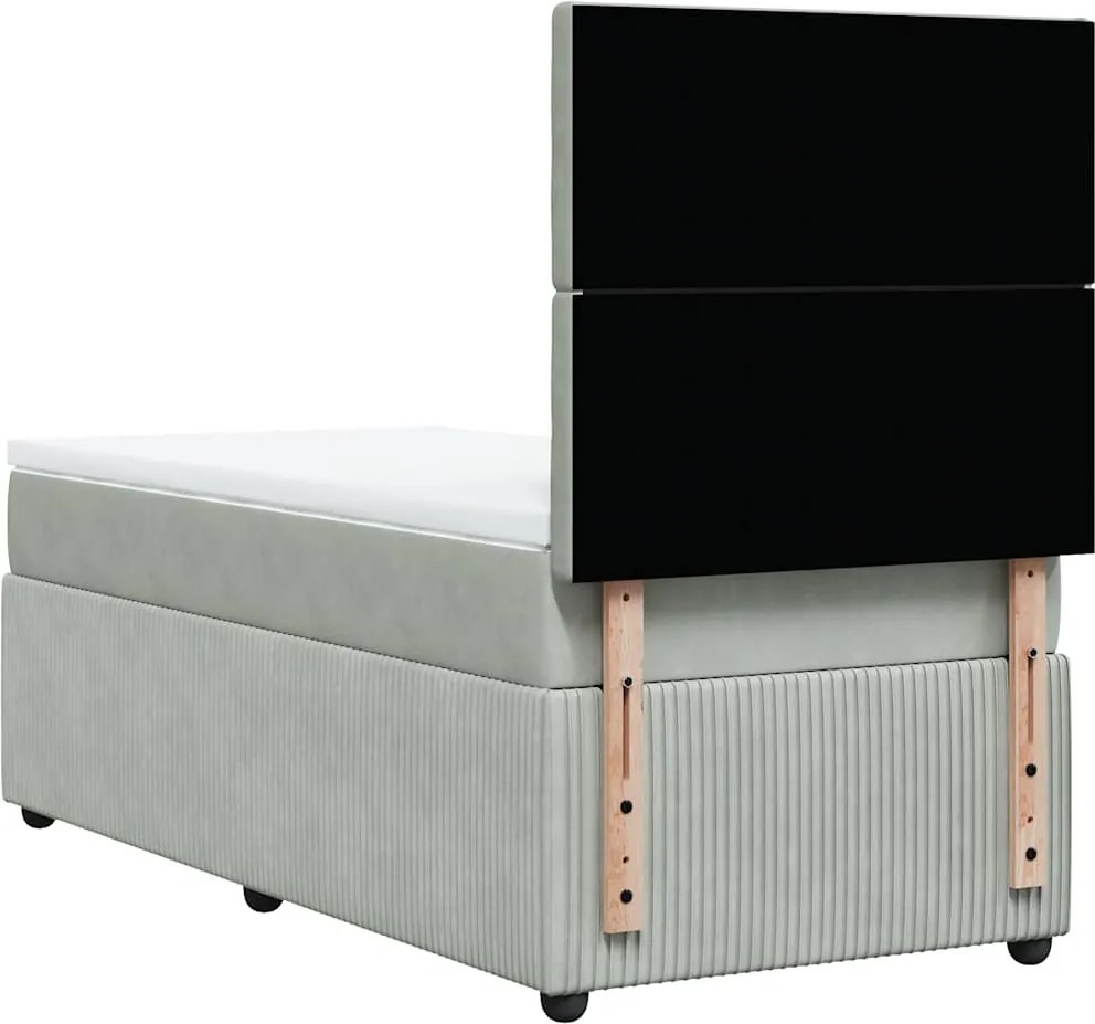 Box spring postel s matrací světle šedá 100x200 cm samet 3292274