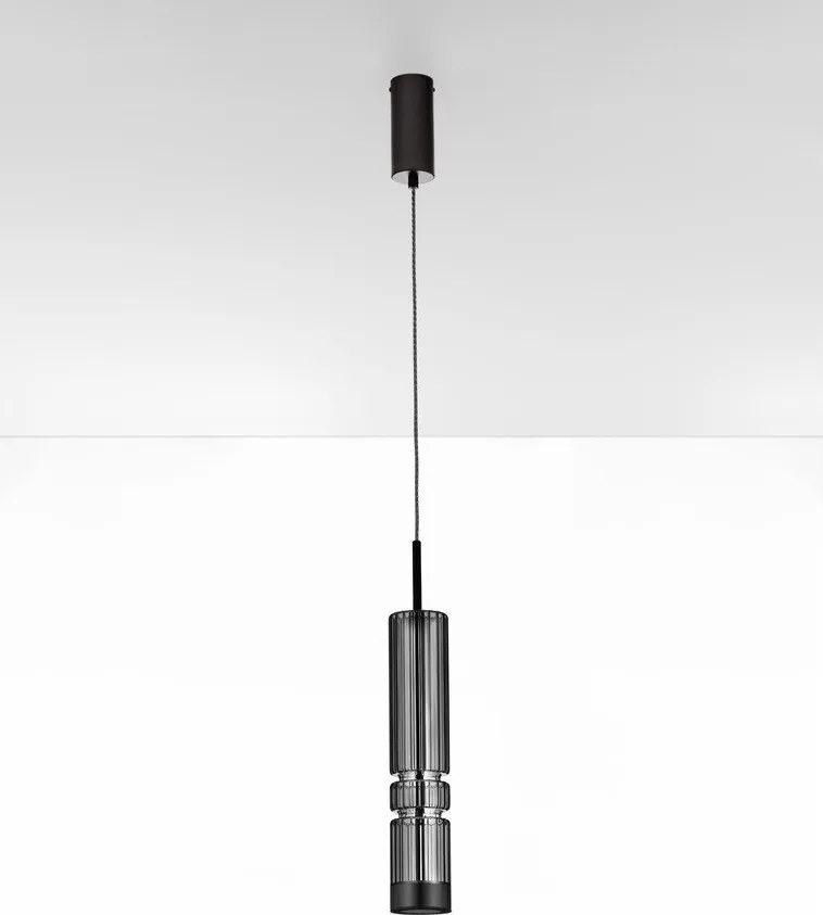 Šedé skleněné LED závěsné svítidlo ø 8 cm Bento – Nova Luce