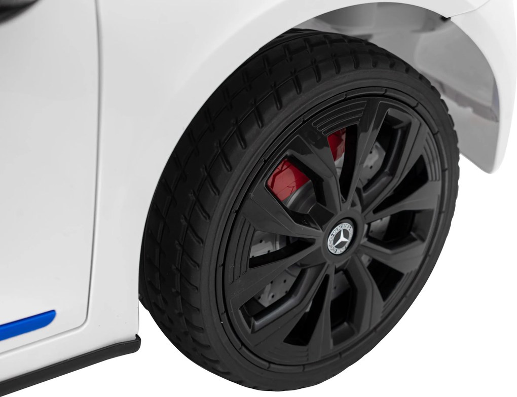 Ramiz Elektrické auto Mercedes Benz AMG EQA pro děti bílé + dálkové ovládání + 5bodové pásy + EVA kola + MP3 displej + LED