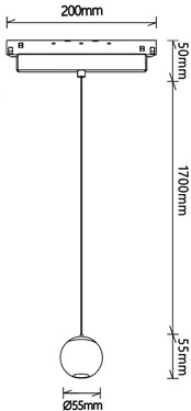 Mantra Magneto 48V Gruissan, černozlatý závěs LED 7W 3000K 38°, on/off, průměr 5,5cm