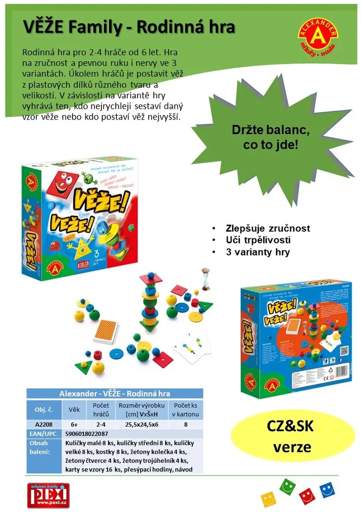 Pexi Věže rodinná hra