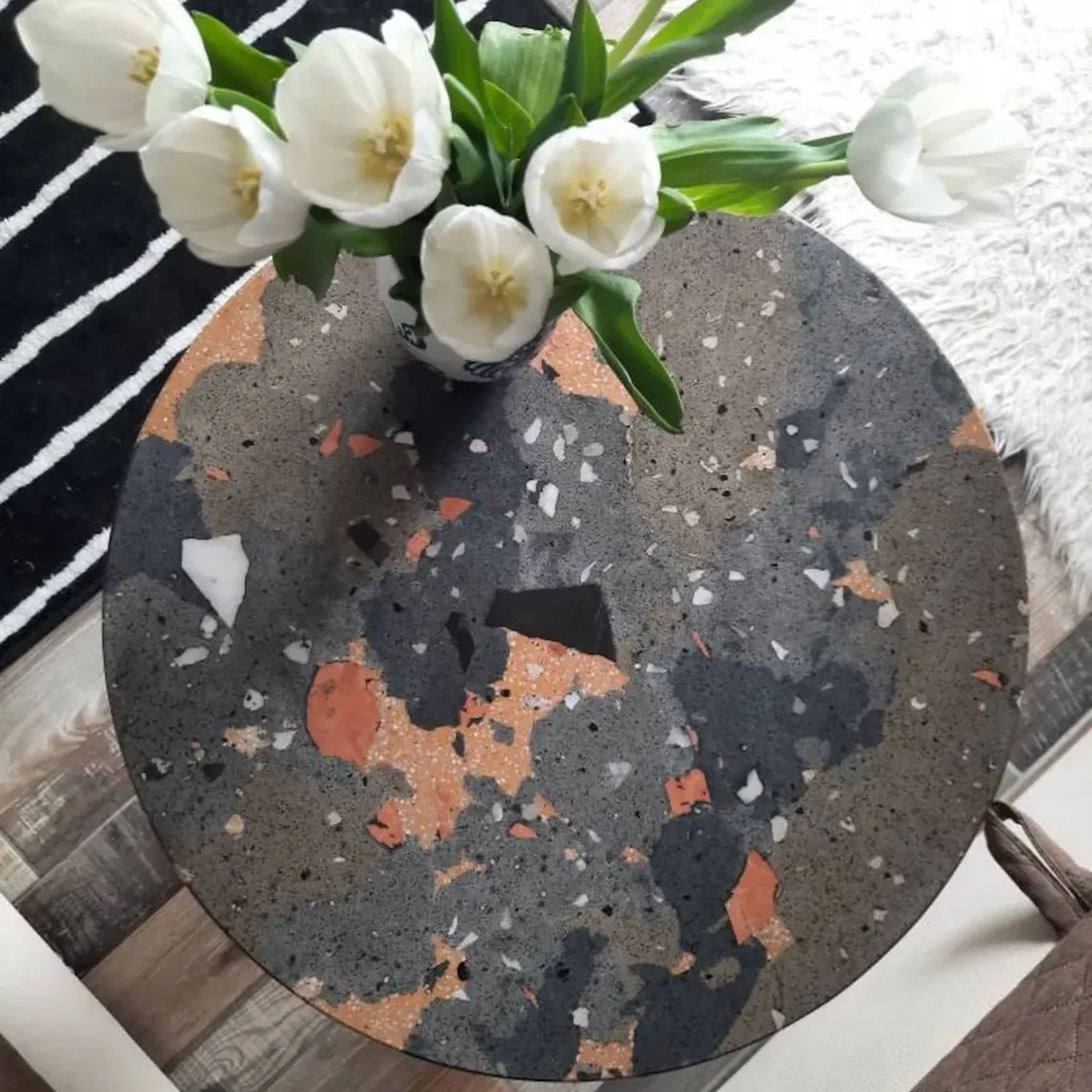 Teraco stůl Torta Scura 60cm dubové podnoží | BIANO