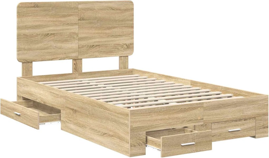 Rám postele s čelo Sonoma dub 135 x 190 cm Kompozitní dřevo 3412794
