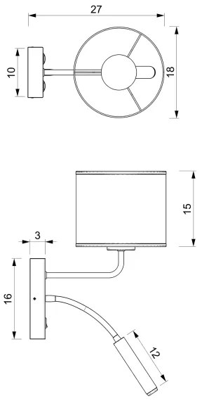 Nástěnná lampa LOFT SHADE 1xE27/60W+1xG9/8W/230V černá