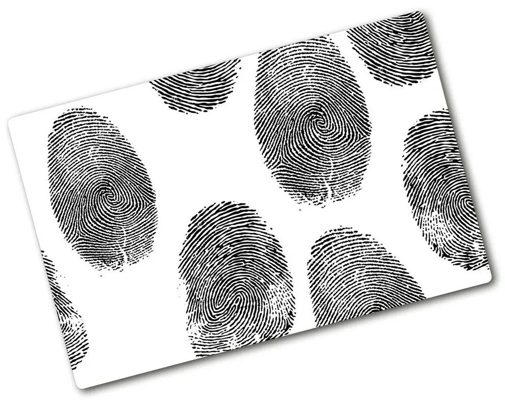Wallmuralia Kuchyňská deska velká skleněná Otisky prstů 80x52 cm