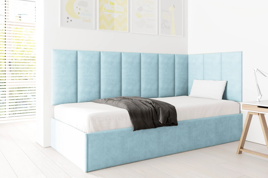 Eka Čalouněná postel Lucy s čalouněnými panely ZDARMA - 90x200 cm Barva látky Trinity: Světle růžová (Trinity 2319)
