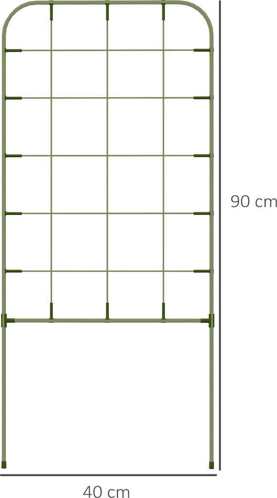 Sada mříží, 6 kovových mříží pro popínavé rostliny, ocel, 40 x 90 cm, zelená barva