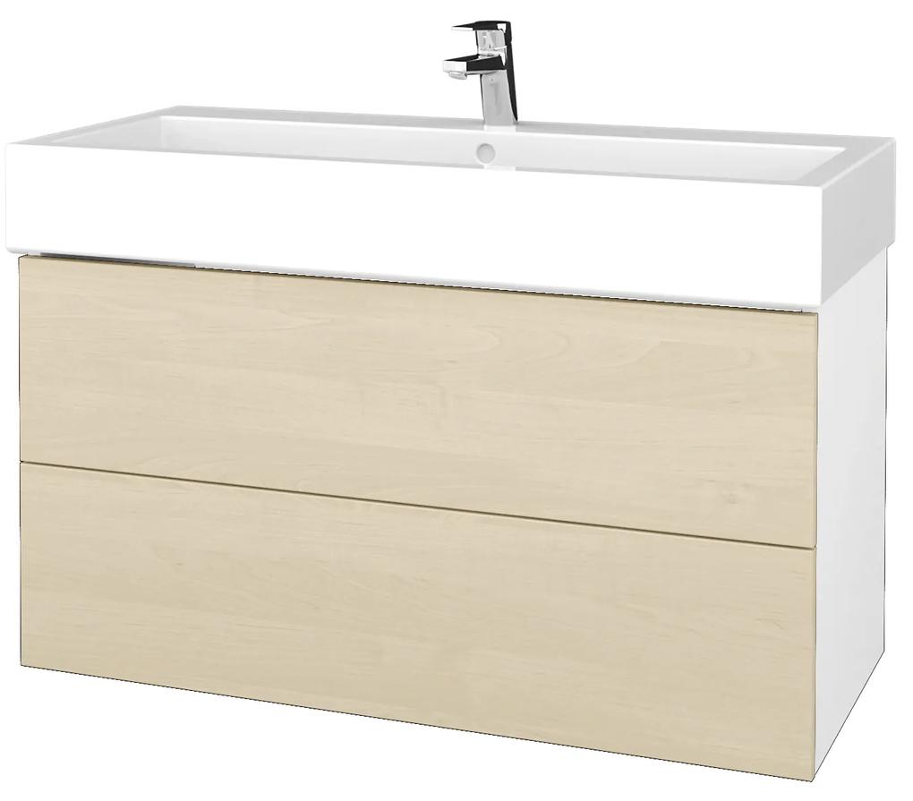Dřevojas Koupelnová skříň VARIANTE SZZ2 100 Varianta: N01 Bílá lesk / M05 Béžová mat