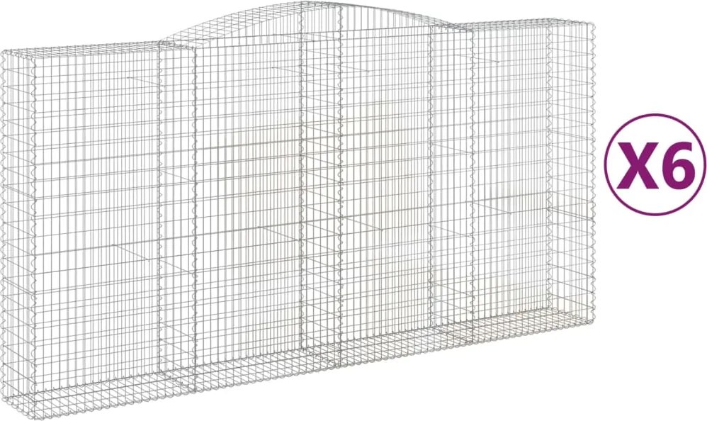 Klenuté gabionové koše 6 ks 400x50x200/220cm pozinkované železo 3147065