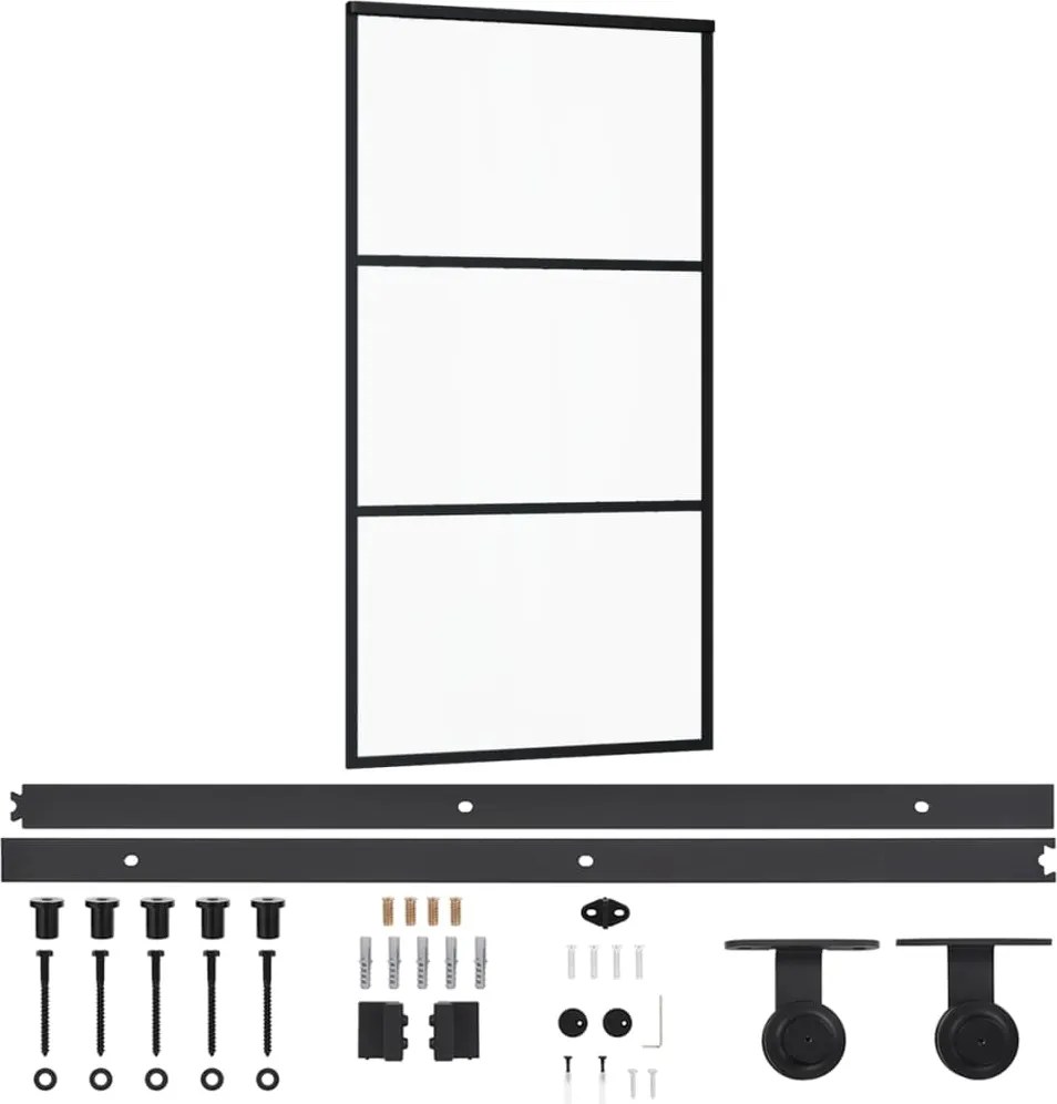 Posuvné dveře s kováním ESG sklo a hliník 102 x 205 cm 3081942