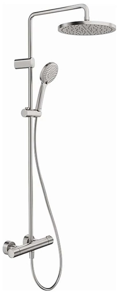Duravit - Sprchový set s termostatem, průměr 25 cm, 3 proudy, kartáčovaný nerez TH4282008070