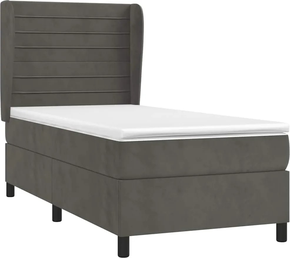 Box spring postel s matrací tmavě šedá 90x190 cm samet 3129244
