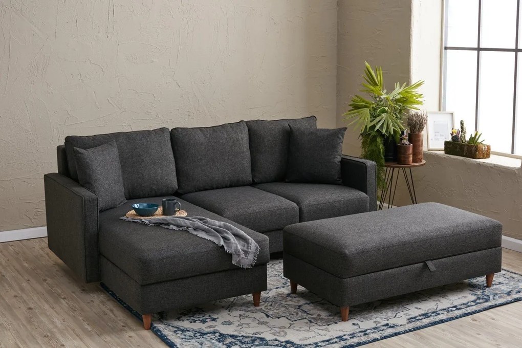 Atelier del Sofa Rohová sedací souprava Eva Left - Anthracite, Antracitová