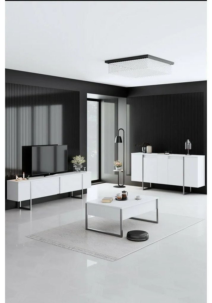 Konferenční stolek Luxe White and Silver