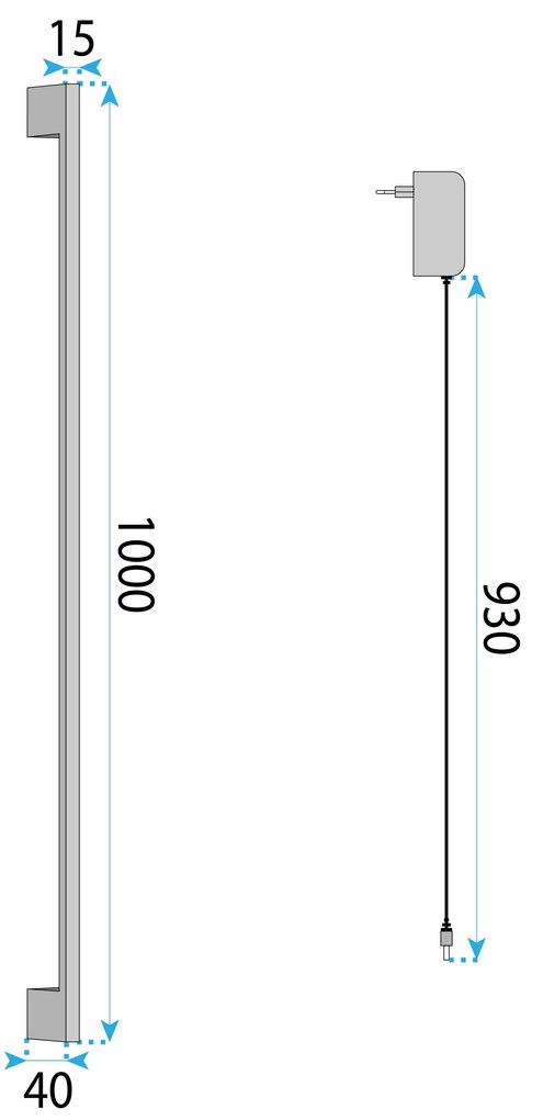 Toolight Toolight, LED nástěnné svítidlo 100cm, 15W, 3000K, LHJ064-W, černá matná, OSW-60033