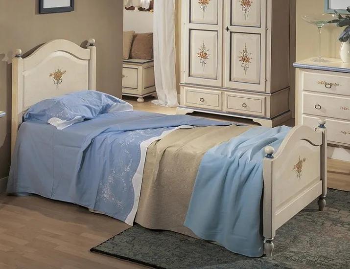 Jednolůžková postel AMZ1324A, malovaný stylový nábytek