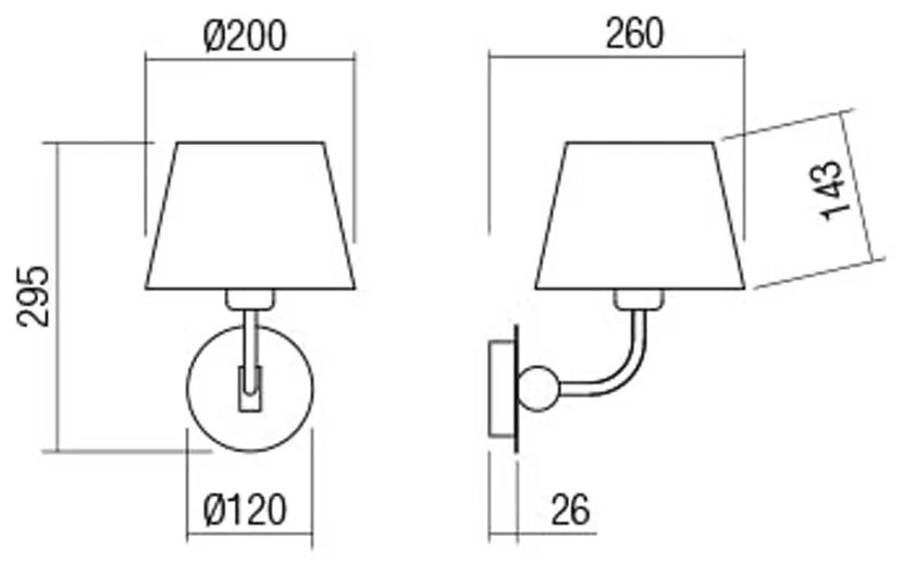 Redo 01-1979 nástěnná lampa Morris matně černá, E27, ø20cm