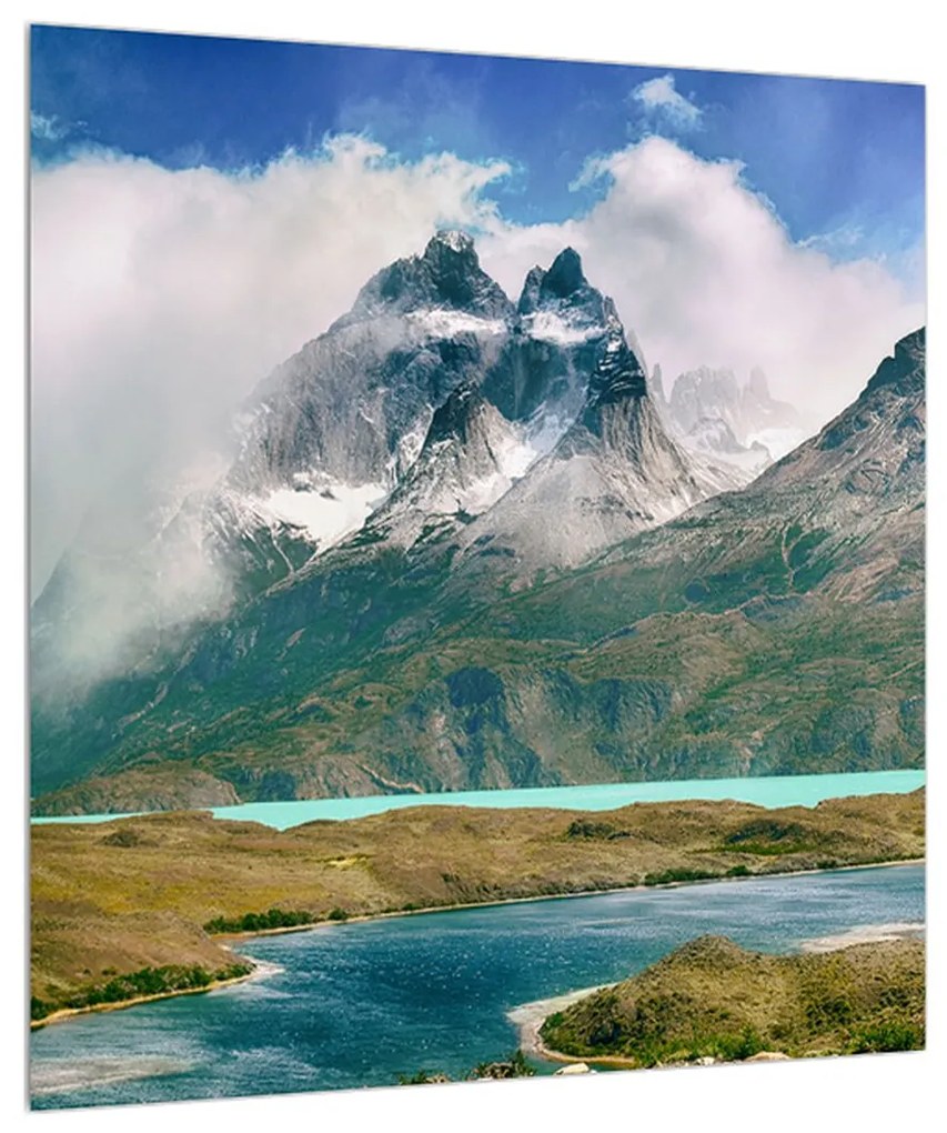 Obraz horské krajiny s řekou (40x40 cm)