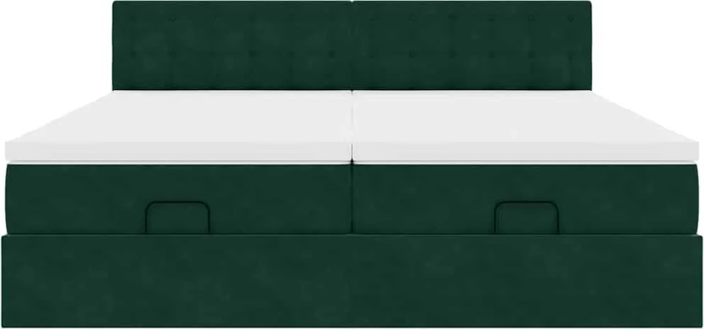 Osmanský rám postele s matrací tmavě zelená 200x200cm samet 3312119