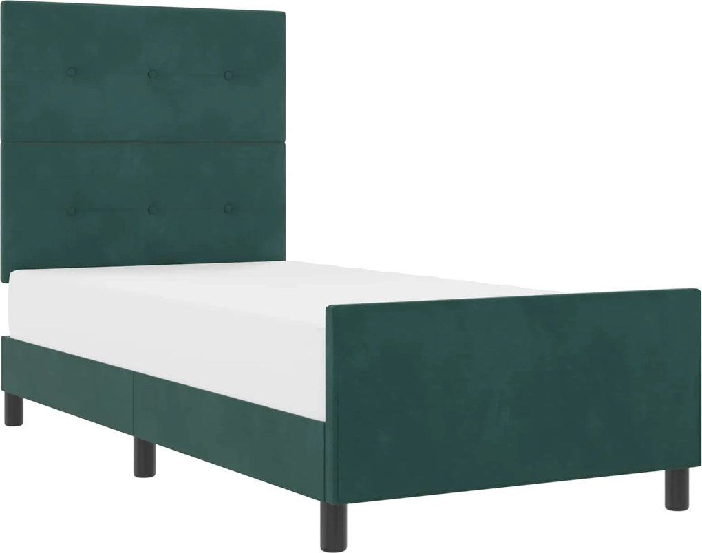 Postel s boxspringem s čelo Tmavě zelená 100 x 200 cm samet 3344924