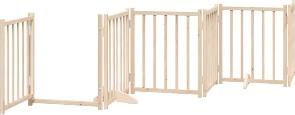 Zábrana pro psy s dvířky skládací 9 panelů 450 cm topol 3155697