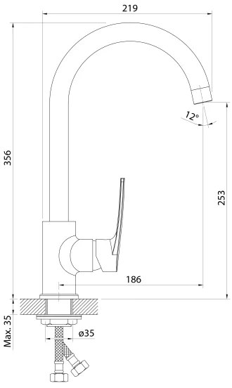 Samona - Dřezová baterie KORANA 35,6 cm lesklý chrom