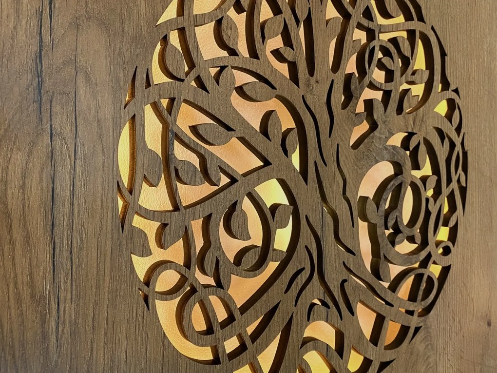 Li-Go "Strom života" světelný obraz 230V 62x62 cm provedení povrchu: dub světlý