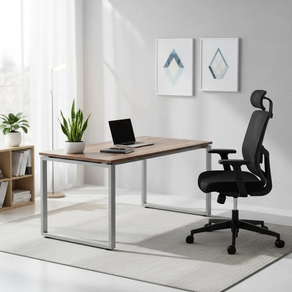 Stůl SimpleOffice 180 x 90 cm, ořech vlašský / stříbrná