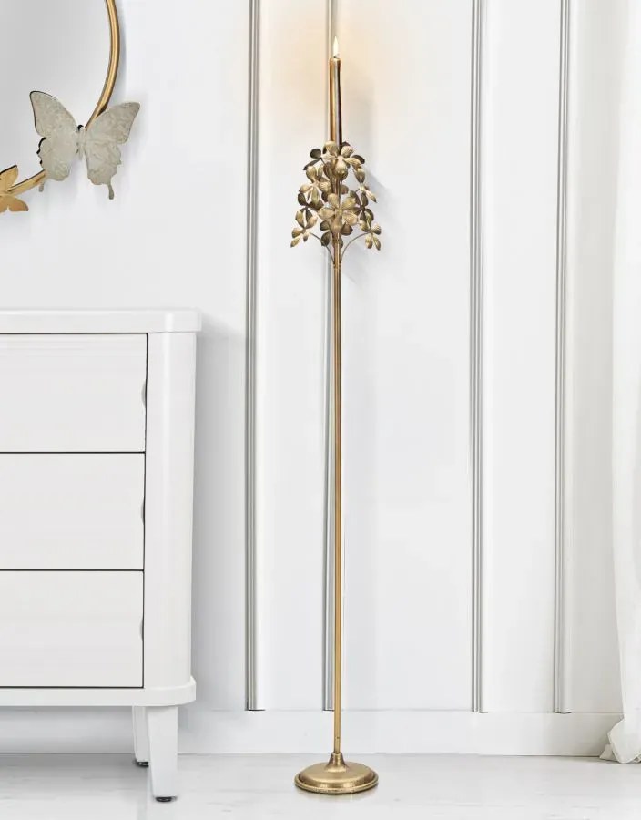 Kovový svícen Flowy 118 cm zlatý