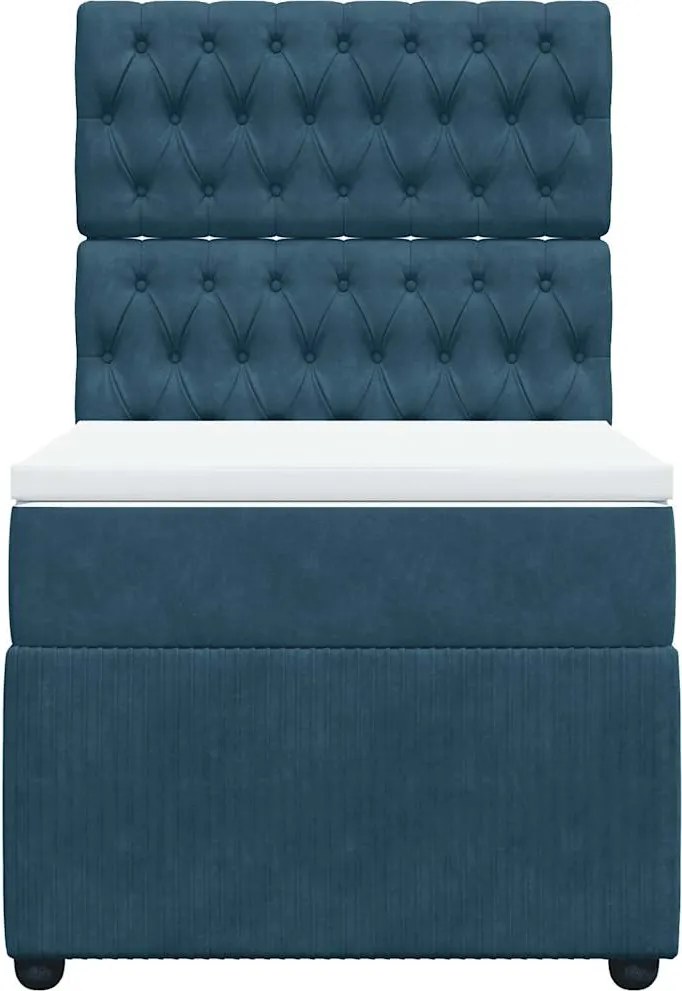 Box spring postel s matrací modrá 90 x 200 cm samet 3294548