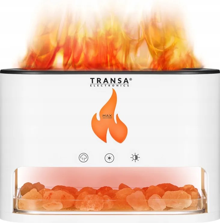 Difuzér Aromaterapie Plamen Led Himalájská sůl AromaFire Bílá