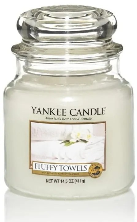 Yankee Candle Svíčka Yankee Candle 411 g - Fluffy Towels, bílá barva, sklo, vosk