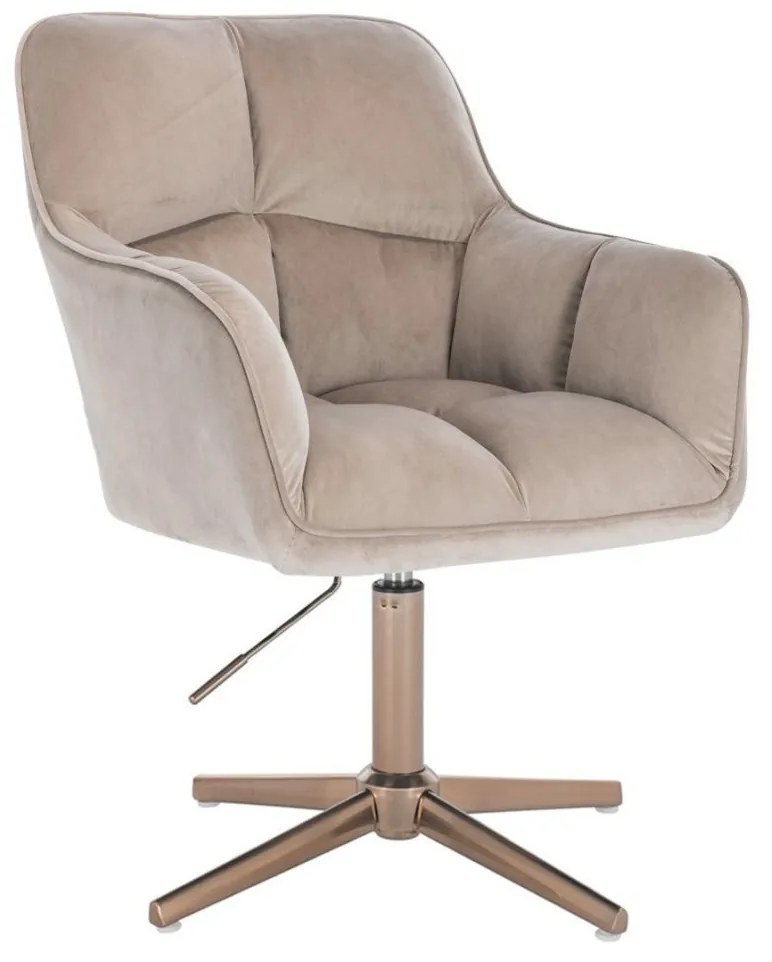 LuxuryForm DESIGN Otočné křeslo AMALFI VELUR na zlatém kříži - latte
