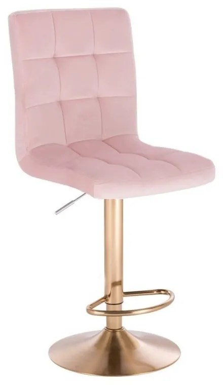LuxuryForm DESIGN Barová židle TOLEDO VELUR na zlaté kulaté podstavě - růžová