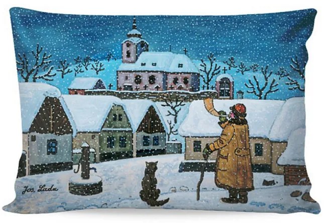 Povlak na polštářek JOSEF LADA Ponocný se psem 33 x 50 cm
