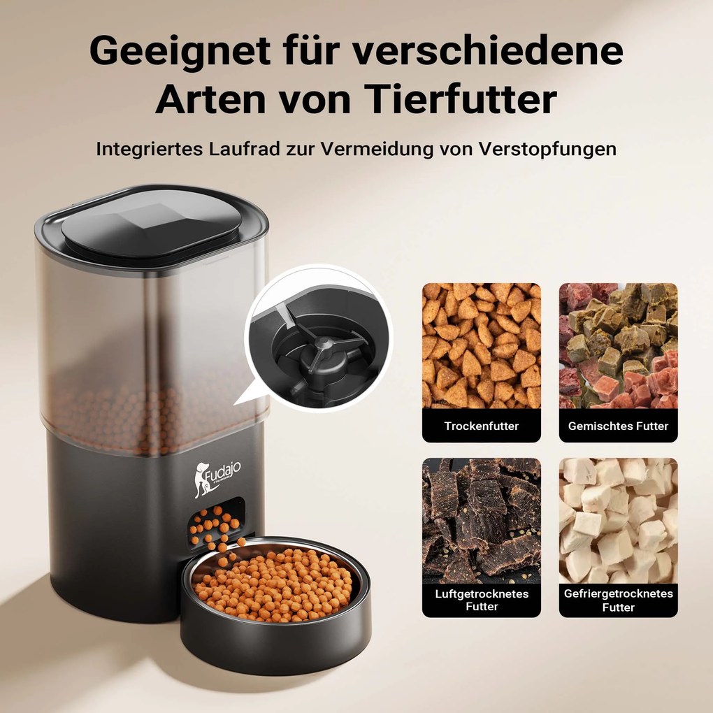 Automatické krmítko pro kočky fudajo – 3 L, 2,5 L, černá (65289)