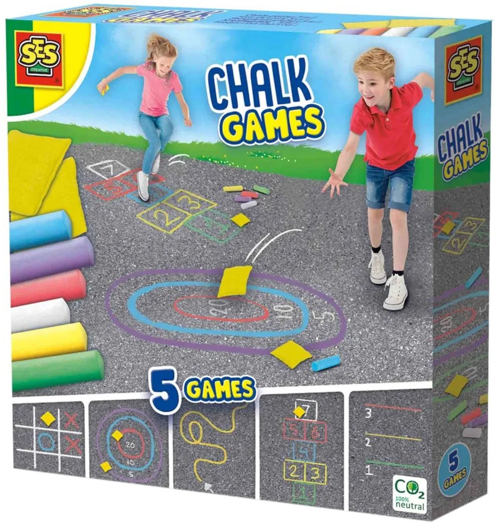 SES CREATIVE Hra s barevnými křídami na ven 5v1 *SPOLEČENSKÉ HRY* 02207