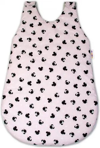 Baby Nellys Bavlněný spací vak Baby Nellys, Minnie, 70 cm - růžový/šedý