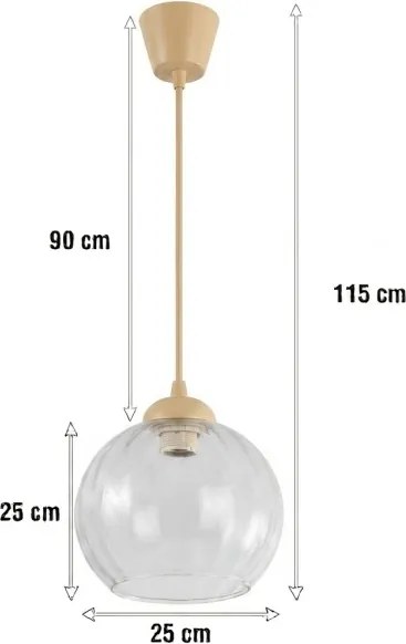 BRILAGI - LED Lustr na lanku RETRO GLASS 1xE27/60W/230V pr. 25 cm béžová/čirá