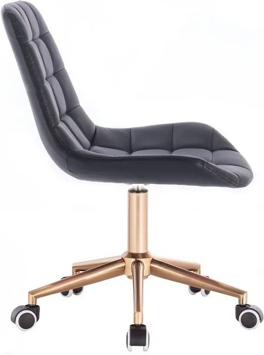 LuxuryForm DESIGN Otočná židle PARIS na zlaté podstavě s kolečky - černá