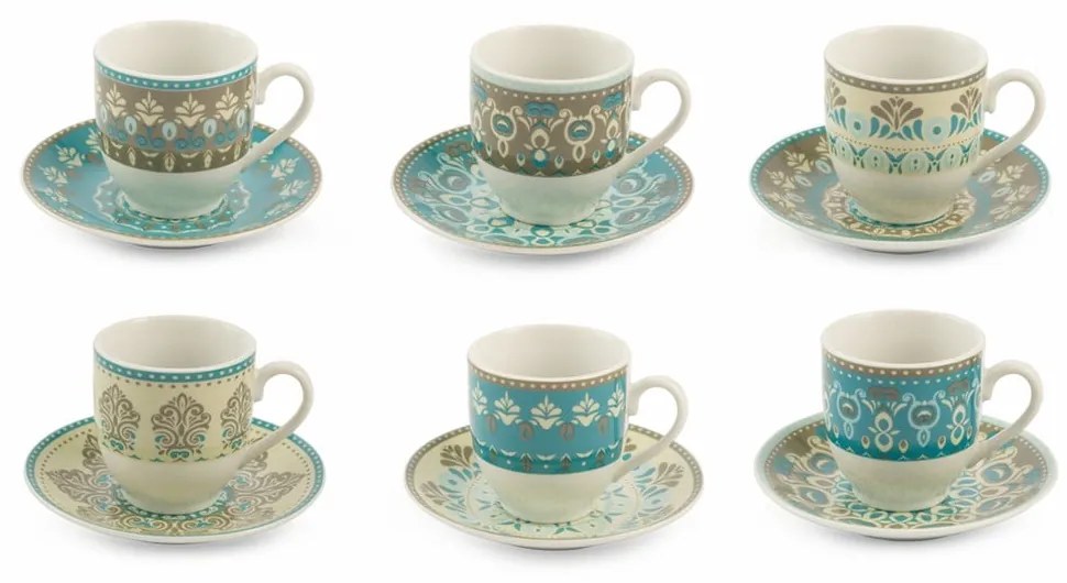 BonamiSada 6 porcelánových šálků na espresso s podšálkem Villa d'Este Cala, 90 ml