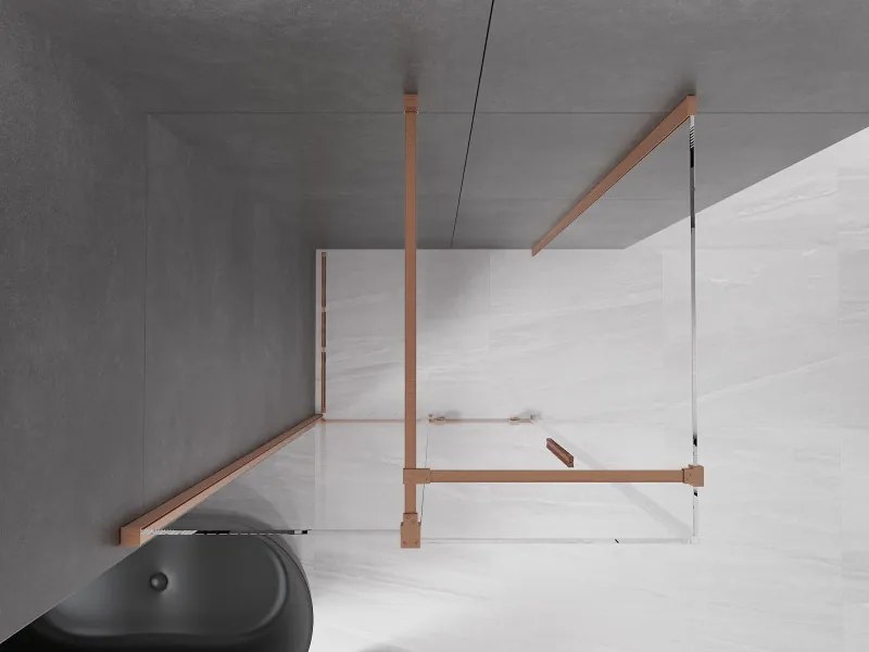 Mexen Velar, sprchový kout s posuvnými dveřmi 140(dveře) x 90(stěna) cm, 8mm čiré sklo, měděná matná, 871-140-090-01-65