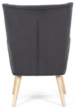 Křeslo ušák potah šedá manšestrová látka dřevěné nohy masiv AK-314 GREY2